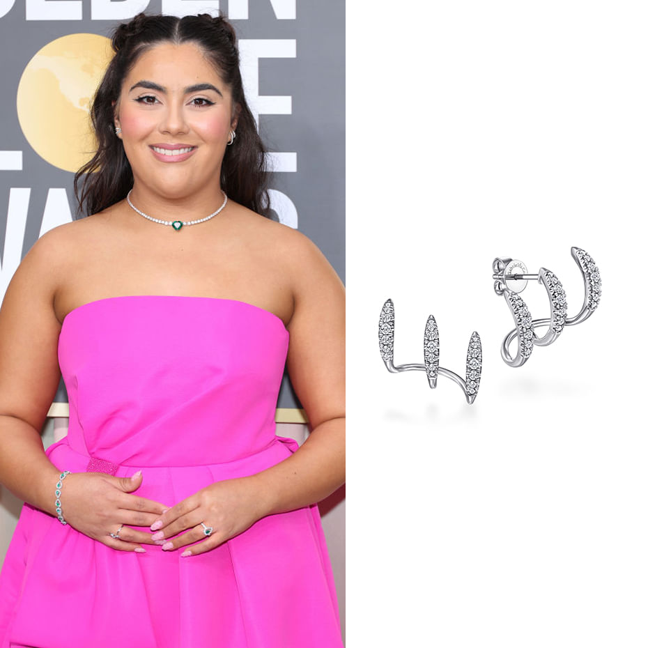 Tiktoker Emily Uribe wearing Gabriel & Co. earrings to the 80th Annual ...