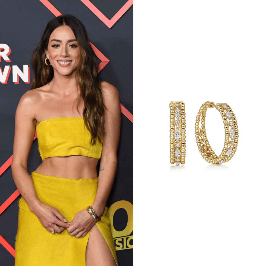 Actress, Chloe Bennet, wearing Gabriel & Co. earrings to the Interior ...